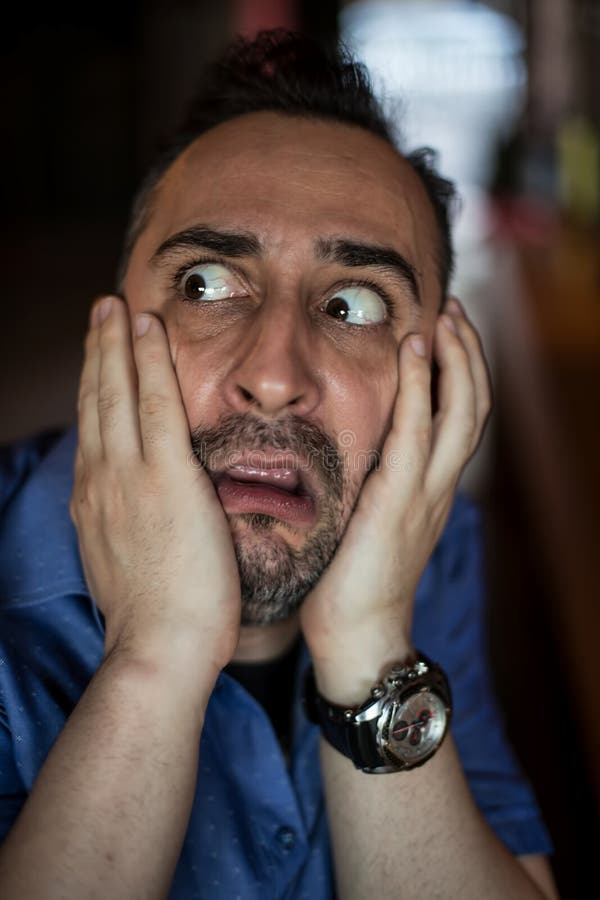 Scared Bearded Man Screaming with Frustration Stock Photo - Image of ...