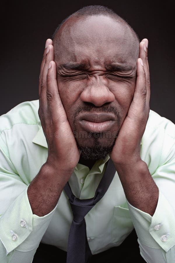 Scared black man face. stock image. Image of gesture - 95305119