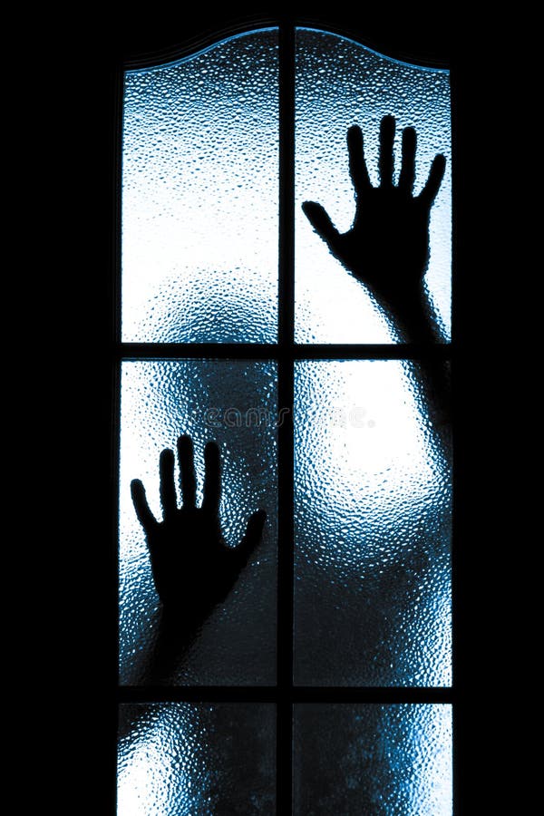 Scared Boy Behind Glass Door Stock Image - Image of black, dramatic ...
