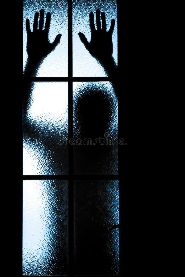 Scared Boy Behind Glass Door Stock Photo - Image of horror, loneliness ...