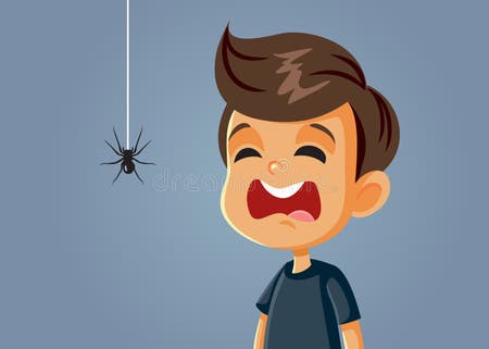 Scared Boy Being Afraid of a Spider Vector Cartoon Stock Vector ...