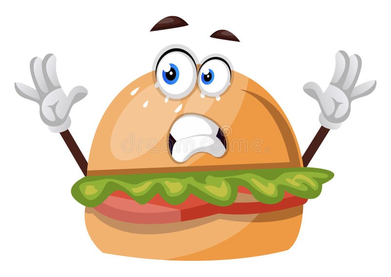 Scared Burger cartoon stock illustration. Illustration of isolated ...