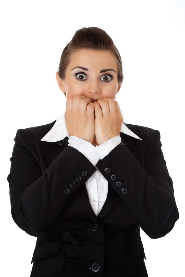 Frightened and Stressed Young Business Woman Stock Photo - Image of ...