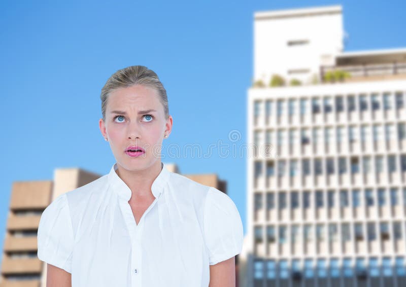Scared Business Woman in the Stret Stock Image - Image of expression ...