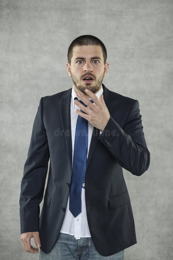 Scared Businessman with a Strange Expression Stock Photo - Image of ...