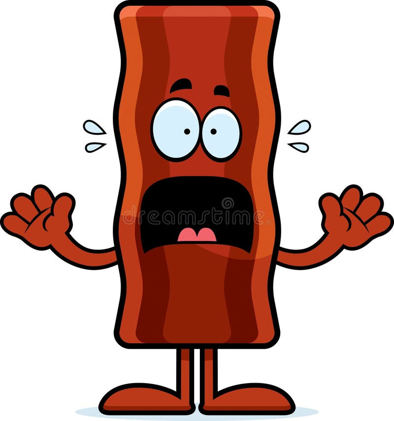 Scared Cartoon Bacon Strip stock vector. Illustration of frightened ...