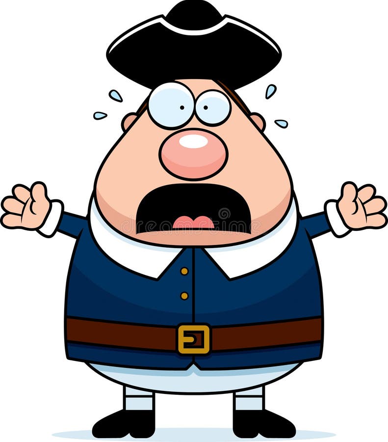 Scared Cartoon Colonial Man Stock Vector - Illustration of panicking ...