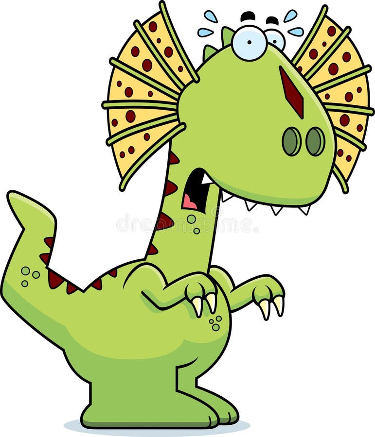 Scared Cartoon Dilophosaurus Stock Vector - Illustration of graphic ...