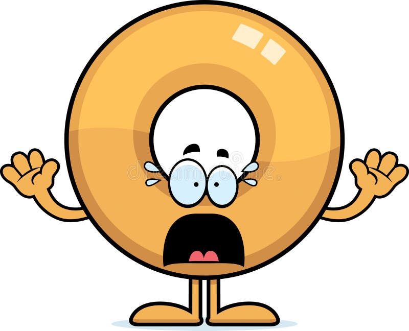 Frightened Donut Drowning in Cup of Coffee. Cartoon Character of ...