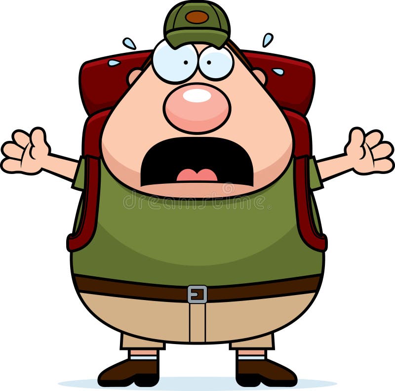 Scared Cartoon Hiker stock vector. Illustration of backpack - 51381927
