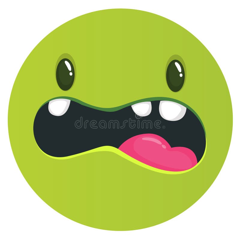Scared Cartoon Monster Face Expression. Vector Halloween Monster Square ...
