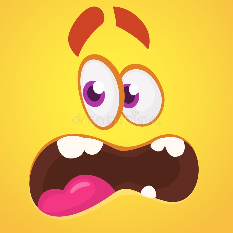 Scared Cartoon Monster Face. Vector Illustration. Stock Vector ...