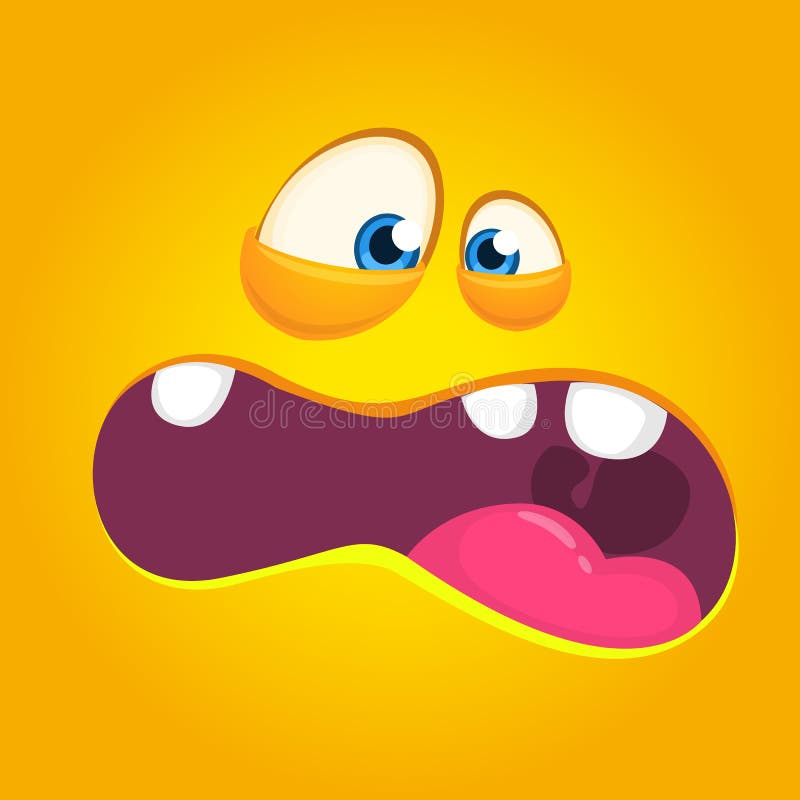 Scared Cartoon Monster Face. Vector Illustration. Stock Vector ...
