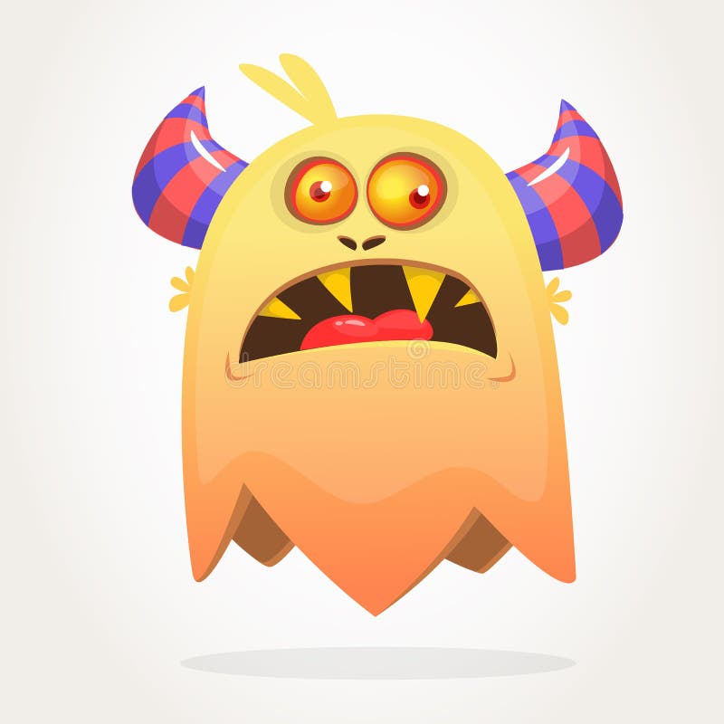 Scared Cartoon Monster. Vector Cute Monster Mascot Illustration for ...