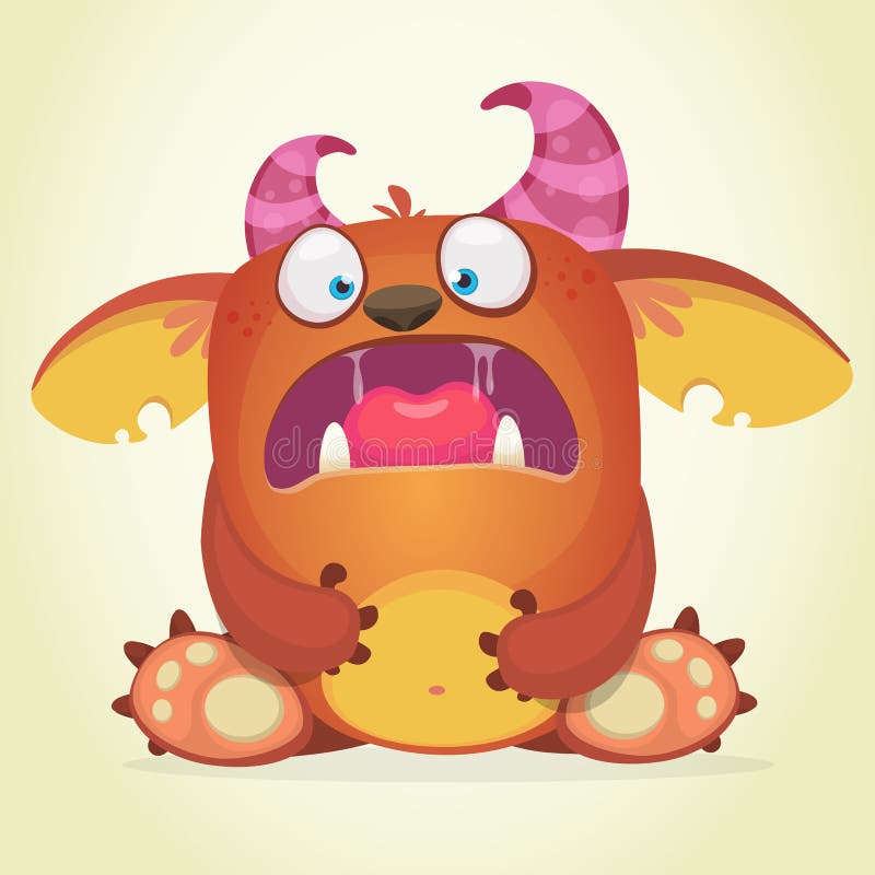 Scared Cartoon Monster. Vector Troll Character Illustration Stock ...