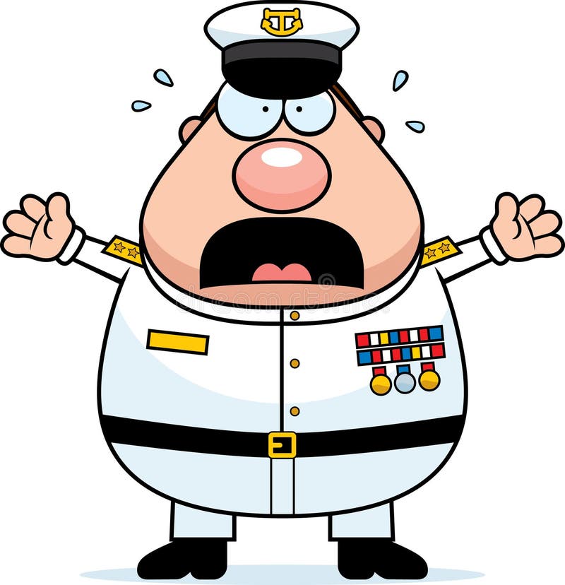 Scared Cartoon Navy Admiral Stock Vector - Illustration of screaming ...