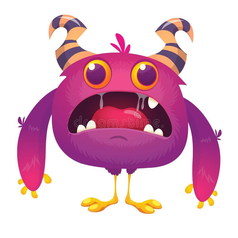 Scared Cartoon Pink Monster. Vector Character Illustration Stock Vector ...