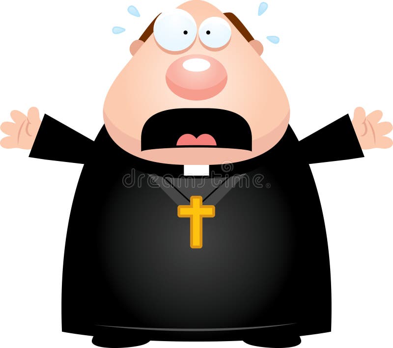 Scared Cartoon Priest stock vector. Illustration of screaming - 51131640