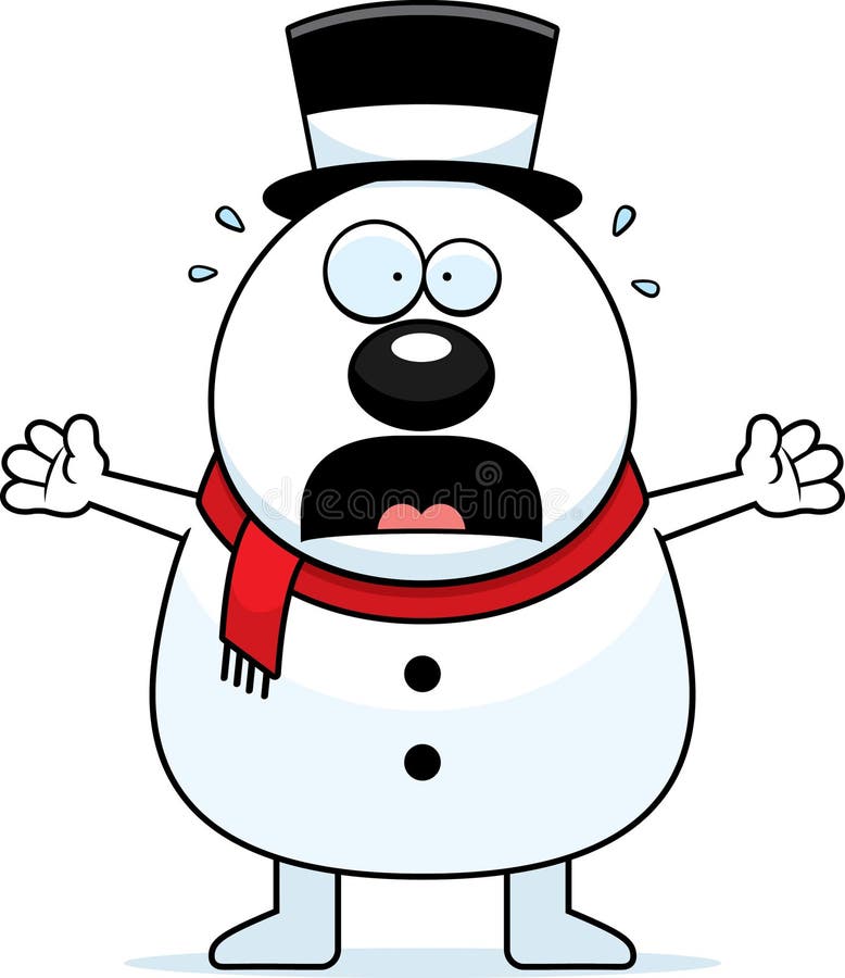 Scared Cartoon Snowman stock vector. Illustration of screaming - 47753573