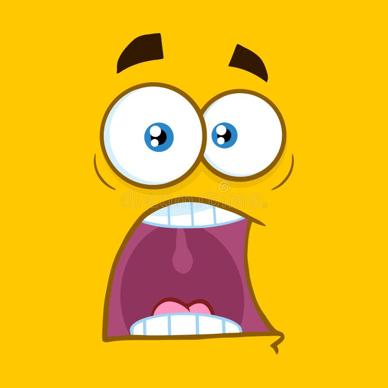 Scared Cartoon Square Emoticons With Panic Expression. Stock ...