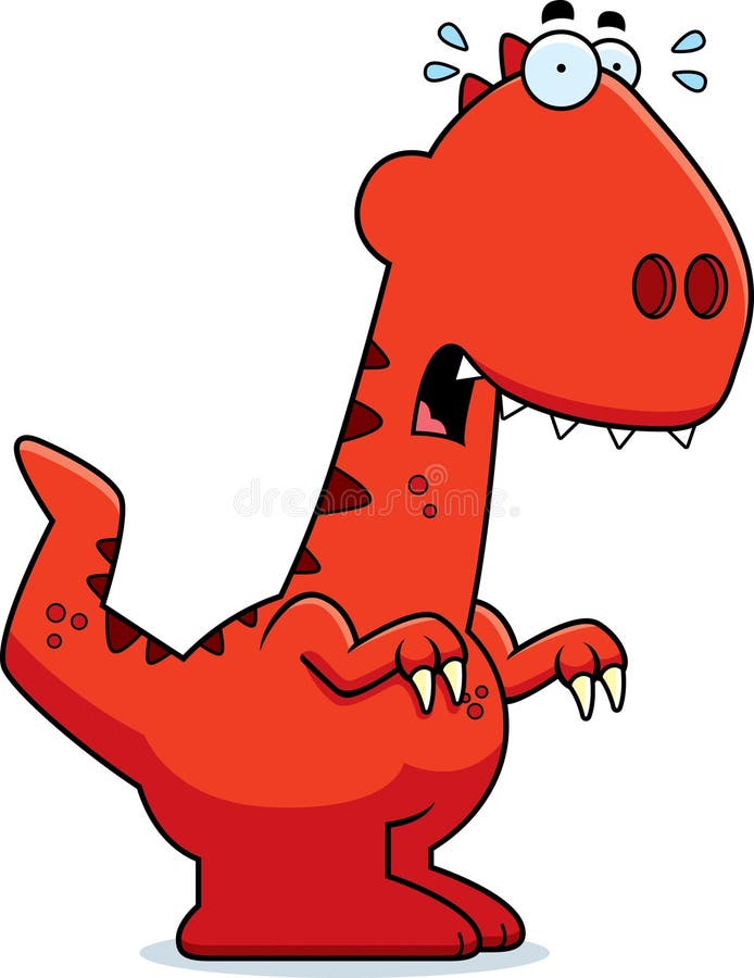Scared Cartoon Velociraptor Stock Vector - Illustration of sweating ...