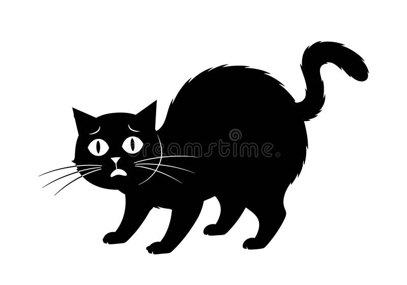Scared cat silhouette stock vector. Illustration of spooky - 374895546