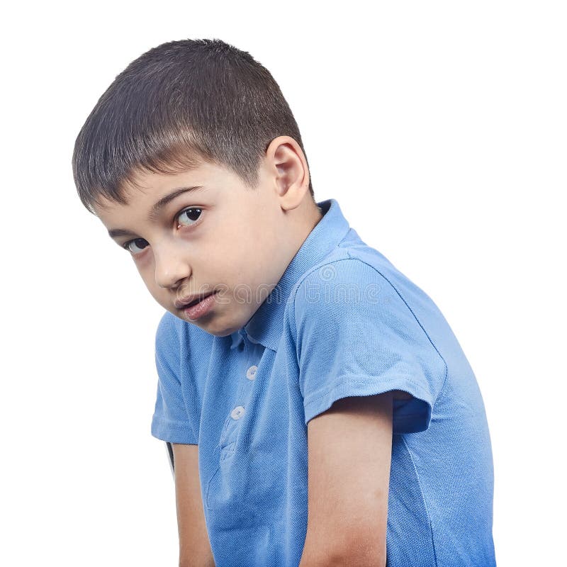 A Scared Child a Boy in Isolate Stock Photo - Image of background, face ...