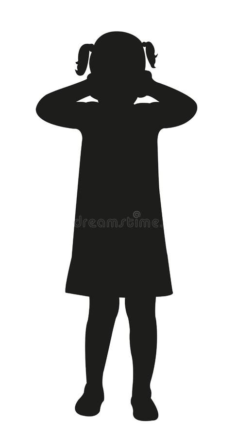 A Scared Child, Covering with Hands Her Ears Stock Vector ...