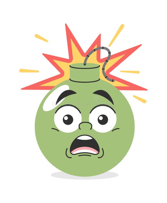 Scared Comic Bomb Character Expression Stock Vector - Illustration of ...