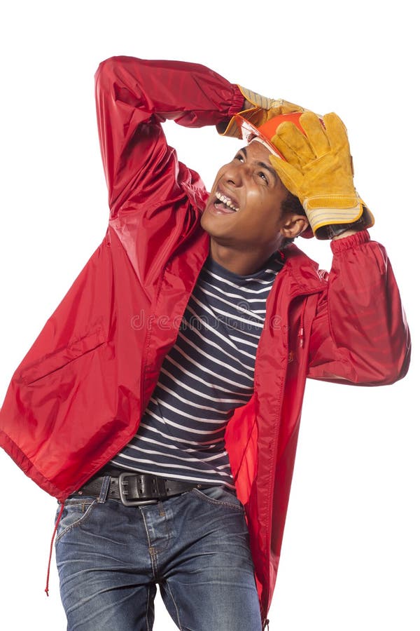 Scared construction worker stock image. Image of african - 58708189