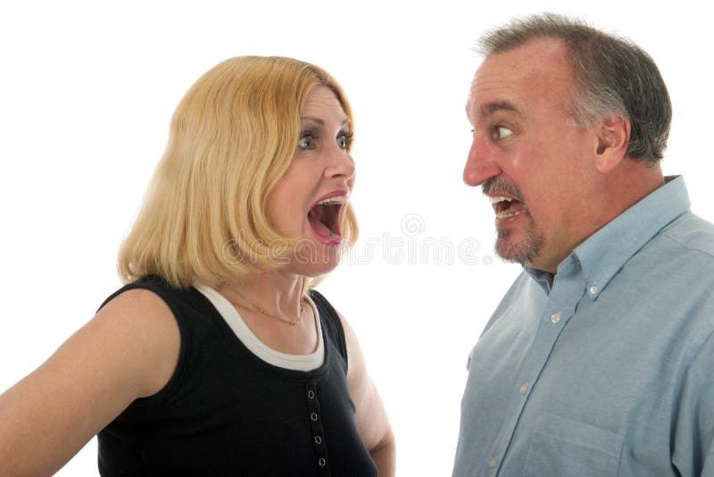 Scared Couple Screaming at Eac Stock Photo - Image of grey, eyeballs ...