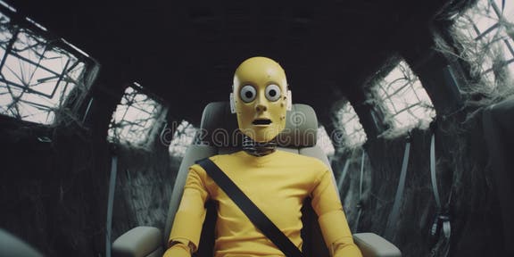 Scared Crash Test Dummy Inside Car, Concept of Safety Engineering ...