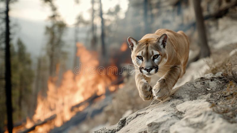 Scared Creature in the Woods during Fire - Animal Survival, Burning ...