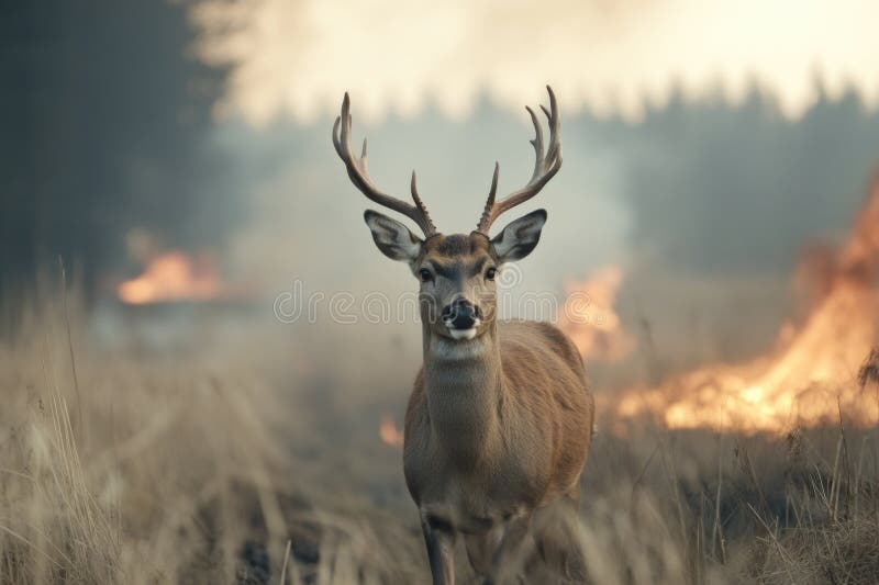 Scared Creature in the Woods during Fire - Animal Survival, Burning ...