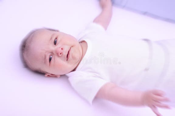 Scared Crying Baby, Alone, in His Crib Stock Photo - Image of child ...