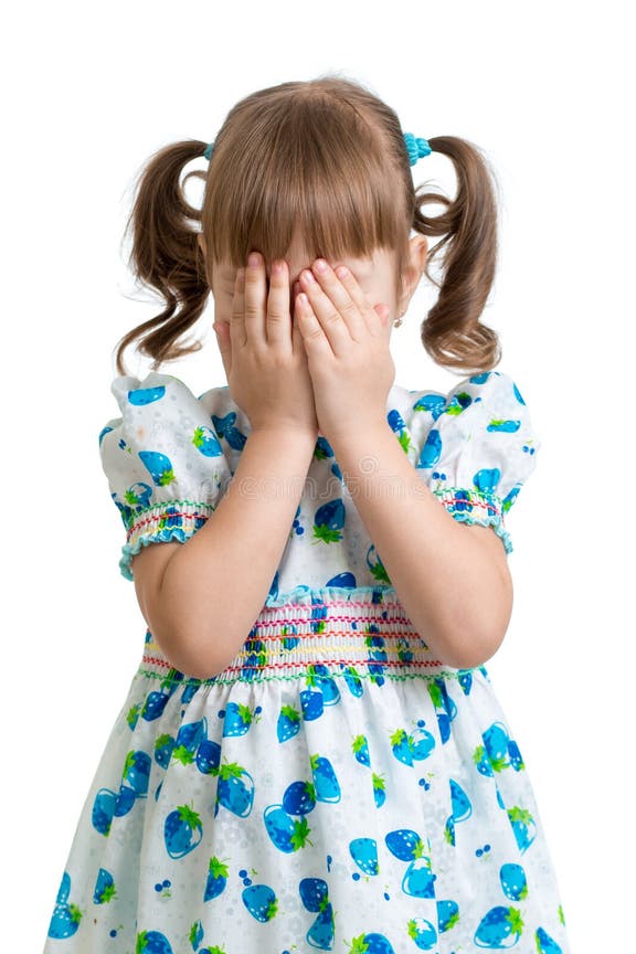 Scared or Crying or Playing Bo-peep Kid Hiding Face Stock Photo - Image ...