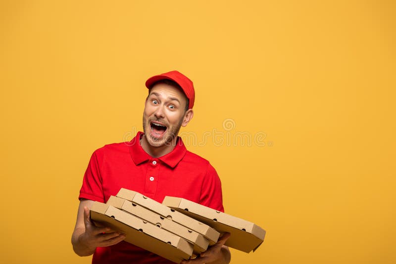 Delivery: Dropping Off Packages Stock Image - Image of happy, front ...