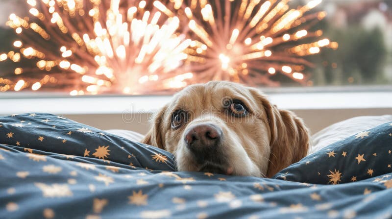 Scared Dog Peeking Out from Under a Blanket Stock Illustration ...