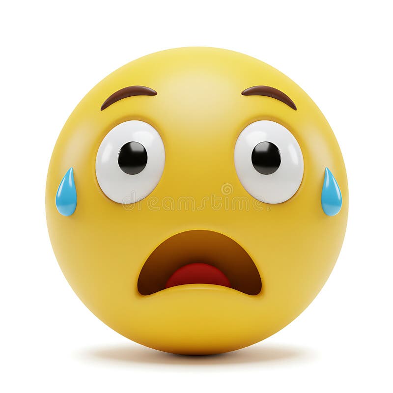 Scared Emoticon 3d Rendering Isolated on White Background Stock ...