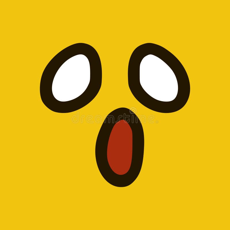 Scared Emoticon in Doodle Style Yellow Background Stock Illustration ...