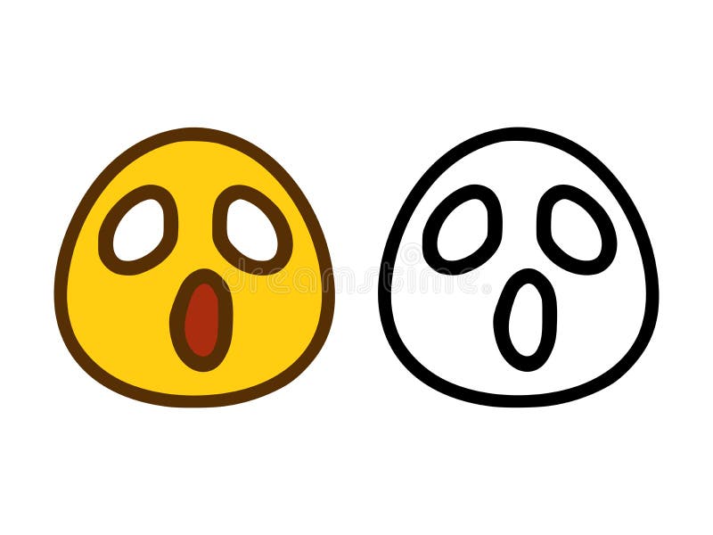 Scared Face Doodle Icon. Emoticon in Hand Drawn Style Stock ...