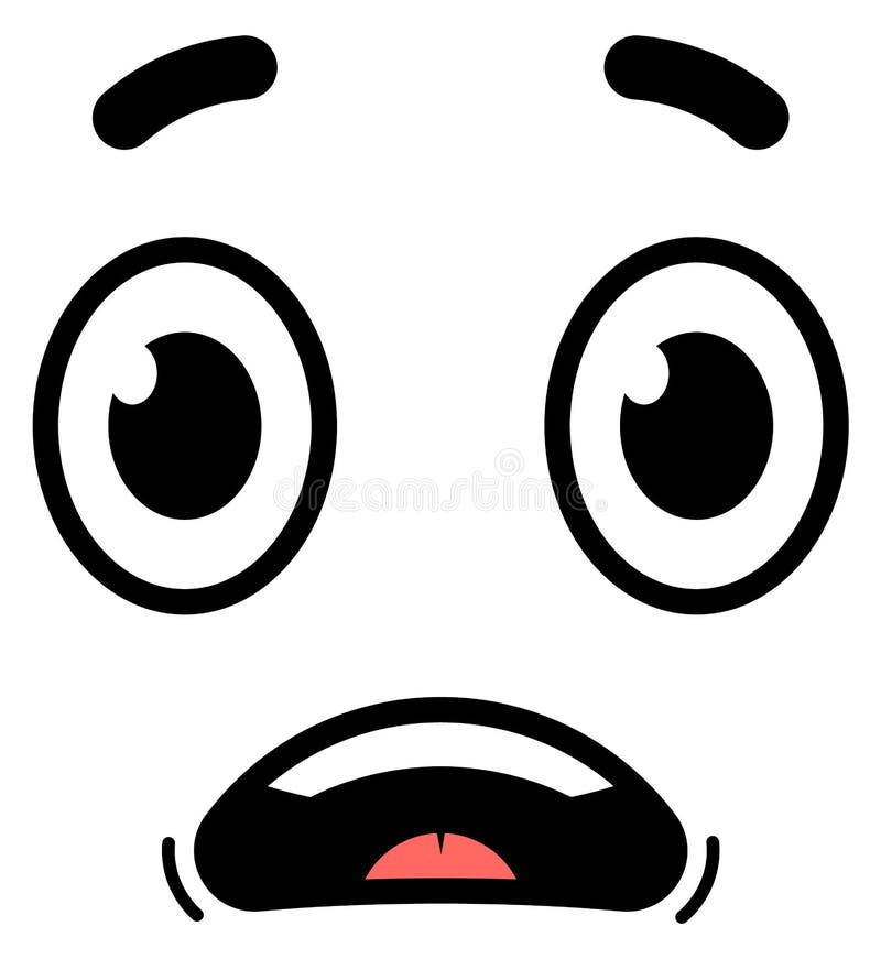 Scared Comic Face Expression in Retro Toon Style Stock Vector ...