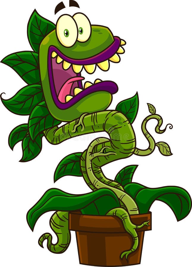 Scared Evil Carnivorous Plant Cartoon Character Stock Vector ...