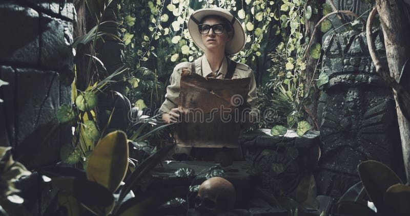 Scared Explorer Lost in the Jungle Stock Photo - Image of exploring ...