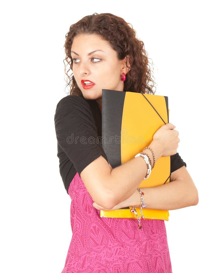 Scared Female Teenager with Computer Laptop Suffering Cyberbullying and ...