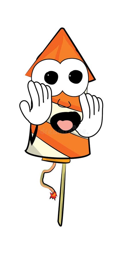 Scared fireworks cartoon stock illustration. Illustration of white ...