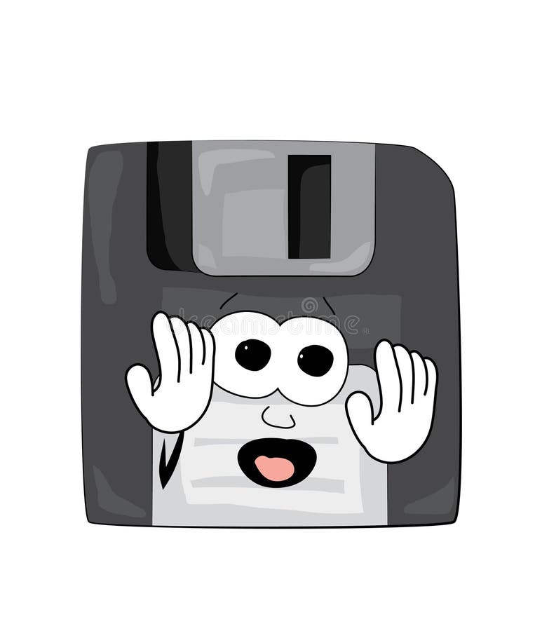 Scared floppy disk cartoon stock illustration. Illustration of fobic ...