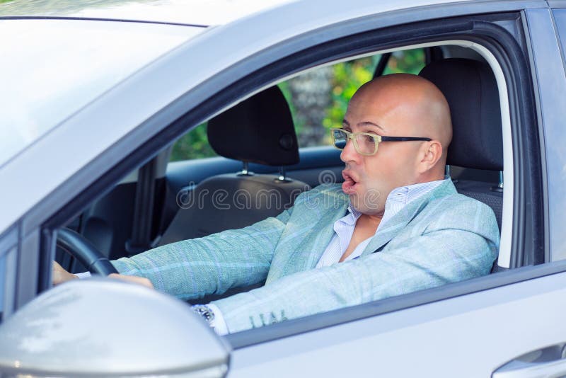 Scared Funny Young Man Driver Car Stock Photos - Free & Royalty-Free ...