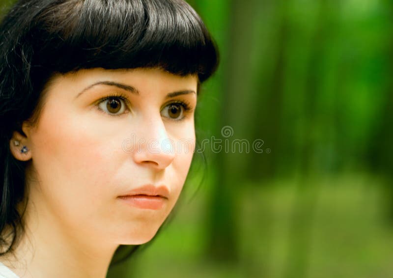 Scared girl in forest stock image. Image of beauty, face - 6883029