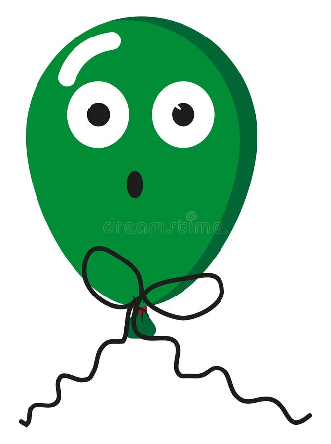 Scared green balloon, icon stock vector. Illustration of drawing ...